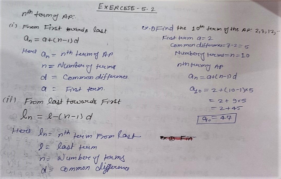 NCERT Solution Exercise 5.2 Class 10 Maths - D.P. CLASSES